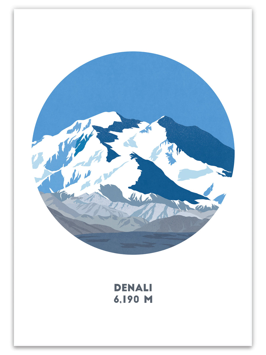 Denali Mountain print, Alaska, Mountain Art – Trail Bound Prints
